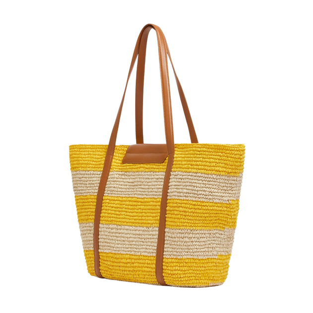 Lemon Stripe Raffia Tote – Gretta & Co.